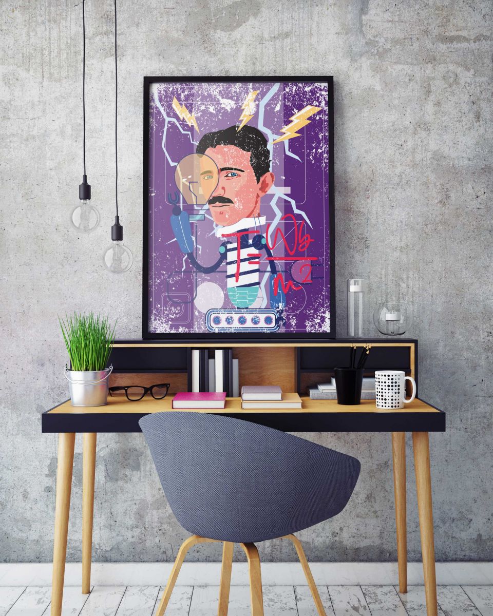 Nikola Tesla - Art Print 30x40cm