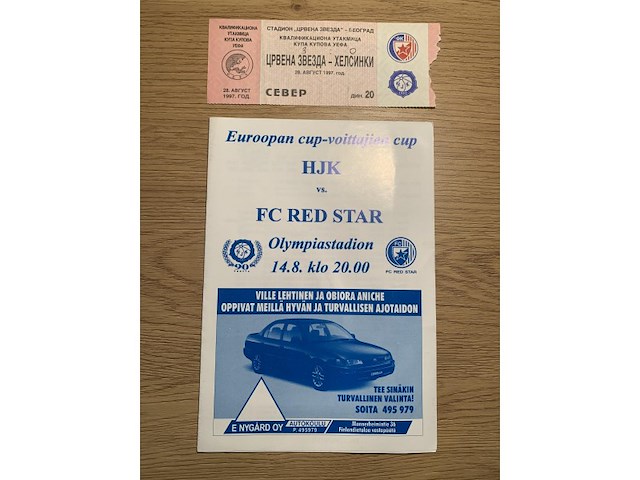 Crvena Zvezda-Helsinki ulaznica i program 1997 godina