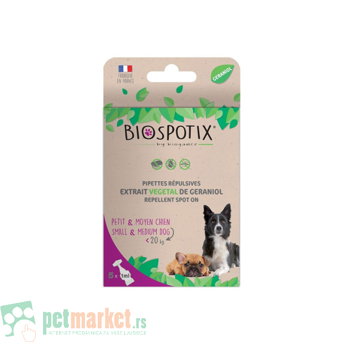 Biospotix: Preparat protiv buva i krpelja za male i srednje rase Dog Spot On, 5x1ml