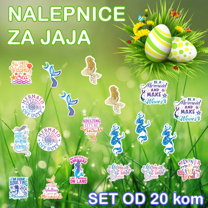 MERMAID - SIRENE SET NALEPNICA ZA JAJA - 20KOM