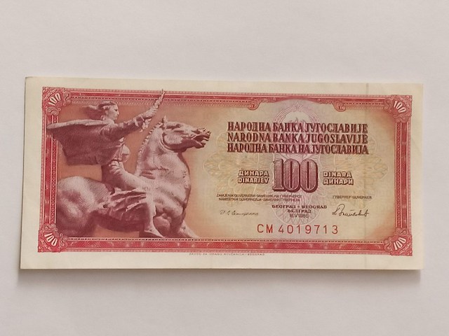 100 Dinara 1986. - SFRJ - Konjanik -