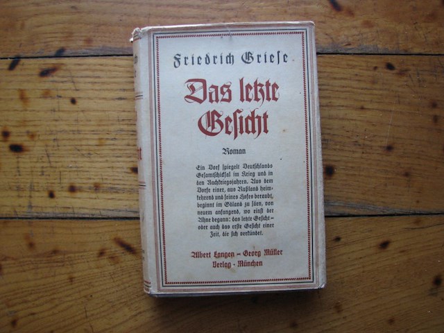 FRIEDRCH BRIEFE - DAS LETZATE GESICHT 1936