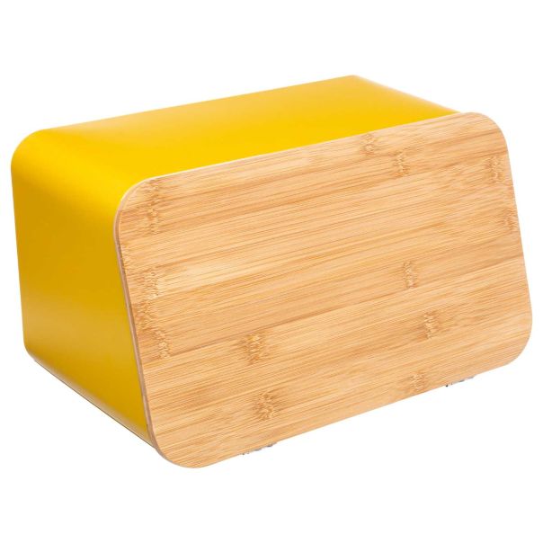 FIVE Kutija za hleb i daska za sečenje 37x22,5x23,5cm metal/drvo žuta