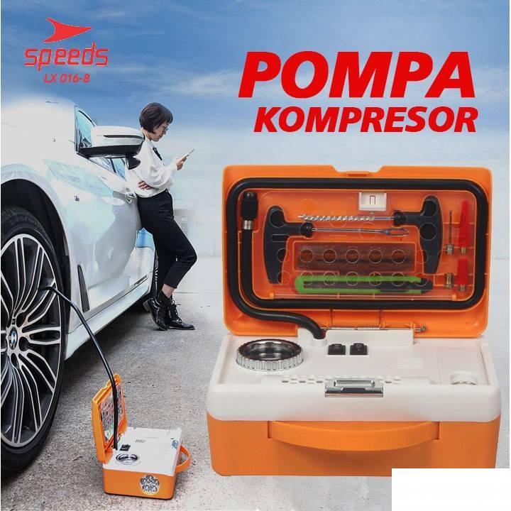 Kompresor za auto 12v sa setom za krpljenje guma i led svetl