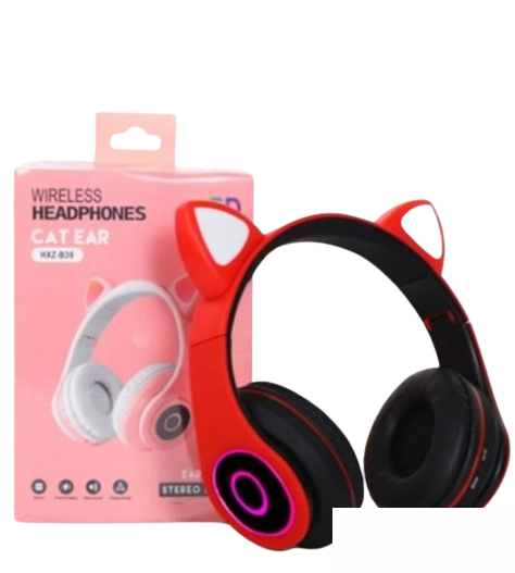 Bluetooth slušalice mačje uši B39 crvene
