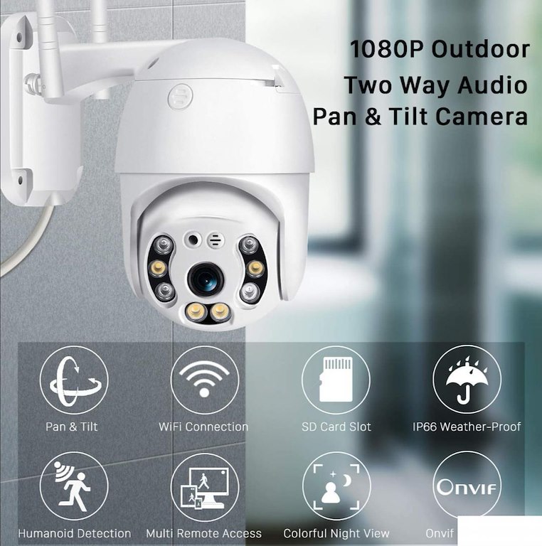 IP WiFi PTZ kamera spoljna 360 vodootporna 1080P dve antene