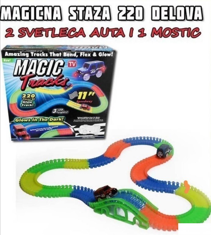 Magična staza set od 220 delova 2 autića i 1 most