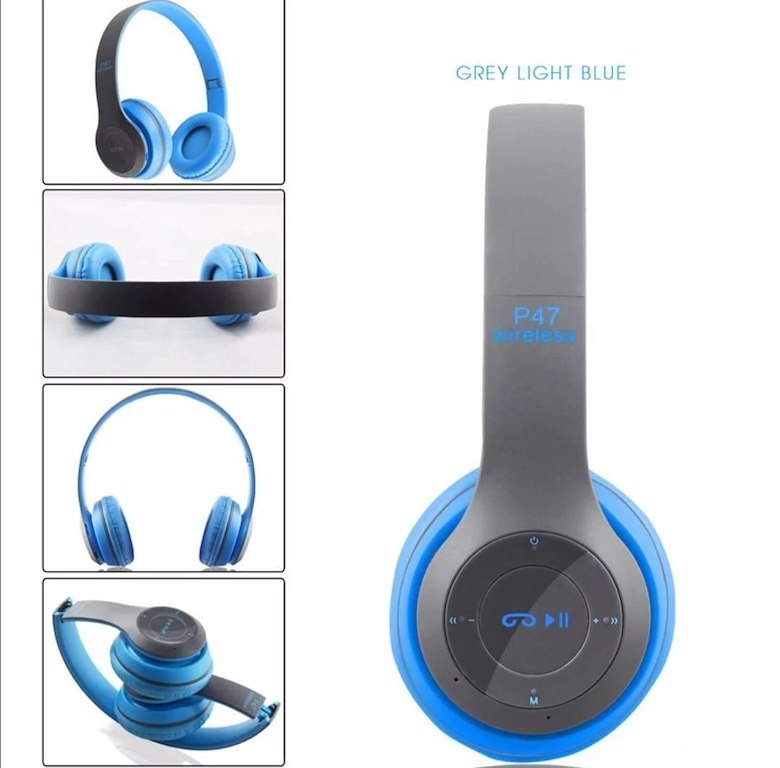 Bežična bluetooth slušalica p-47 plave