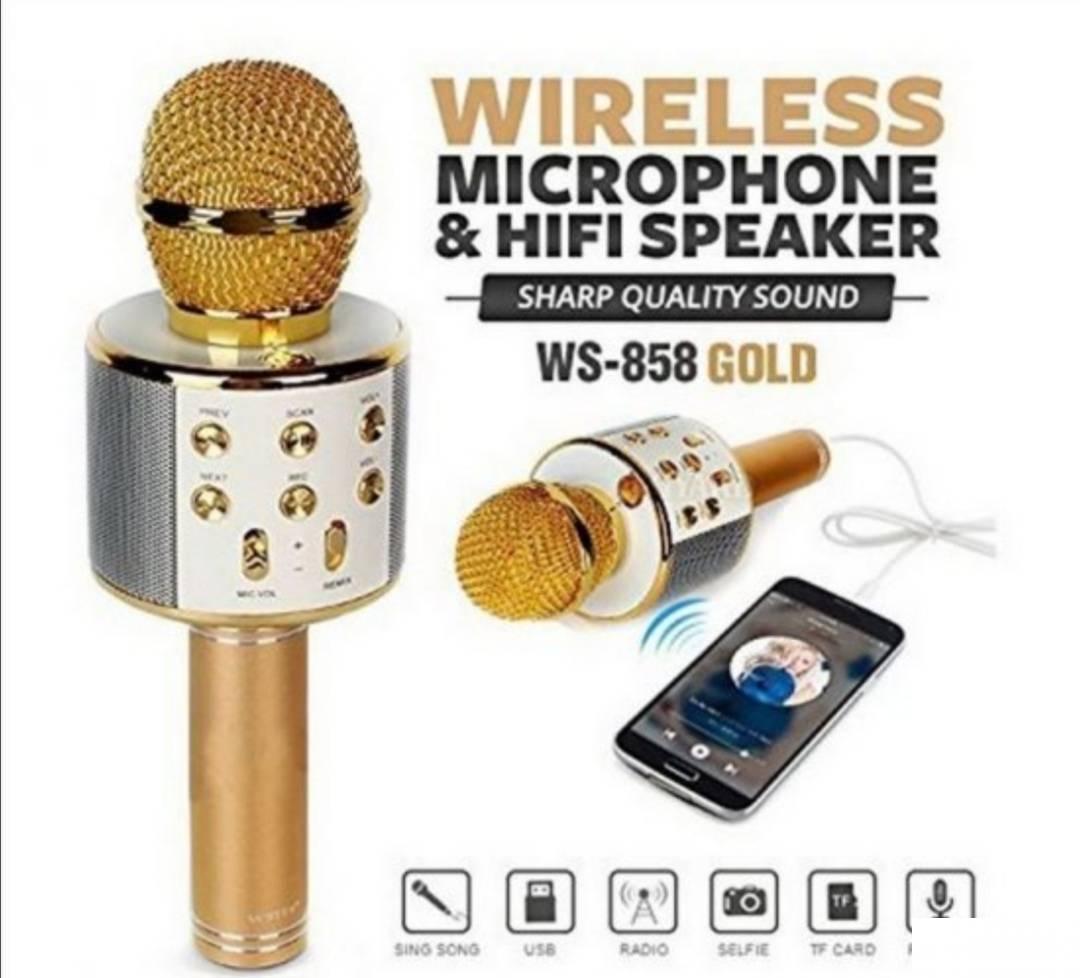 Bluetooth bežične mikrofon zlatni 858-Bezicni Mikrofon 858