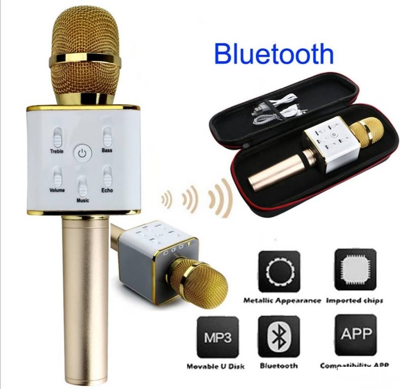 Bluetooth karaoke mikrofon Q7 zlatni