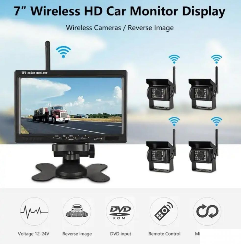 Set Monitor 7″+ 4 wifi bezicne kamere za kamione,kombajne