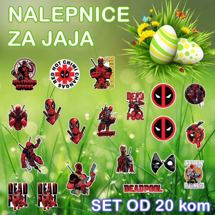 DEADPOOL SET NALEPNICA ZA JAJA - 20KOM