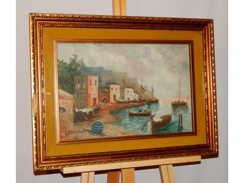OBALA RIBARA, ulje na platnu, 79 x 59, italijanski slik