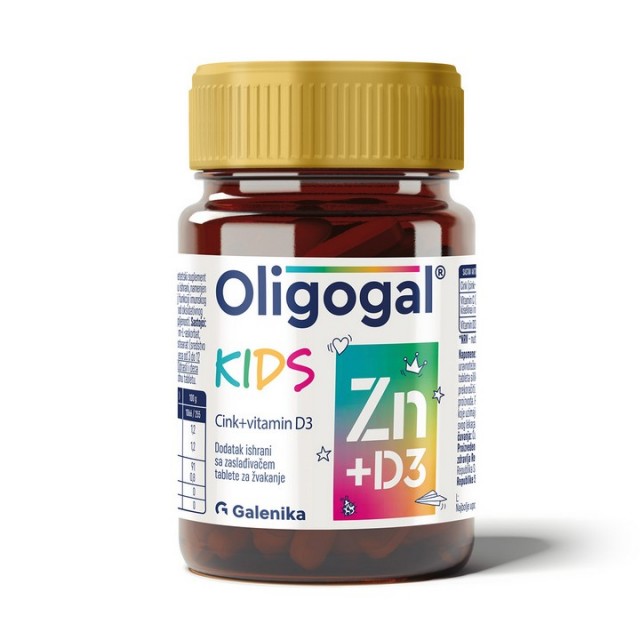 Oligogal Kids Zn+D3 tablete za žvakanje a60