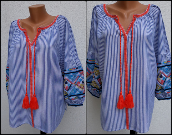 PAMUCNA BOHO TUNIKA NA PRUGE 2XL