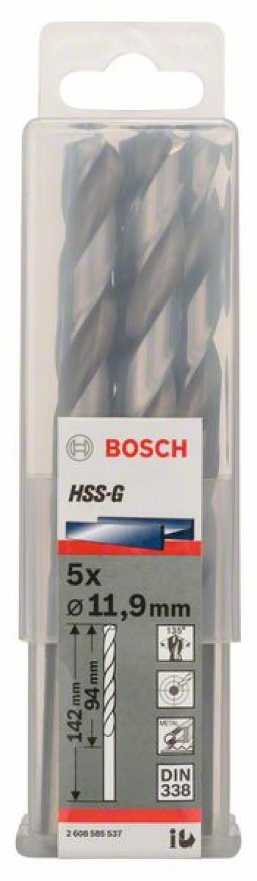 Burgija za metal HSS-G, DIN 338 Bosch 2608585537, 11,9 x 101 x 151 mm
