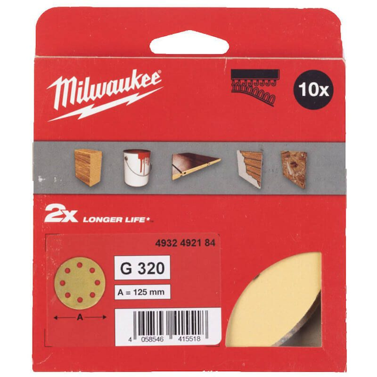 Milwaukee – Okrugli HP brusni papir za ekscentričnu brusilicu, 125 mm, G 320, 10 kom – 4932492184