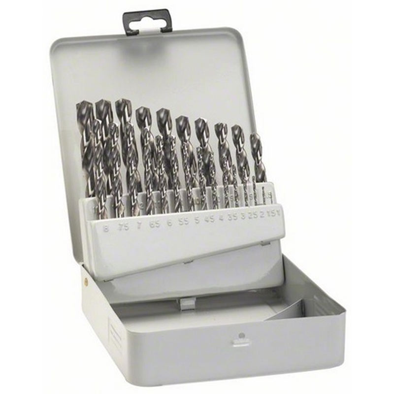 Bosch 25-delni set burgija za metal HSS-G, DIN 338, 135°, u metalnoj kutiji, 2607018727