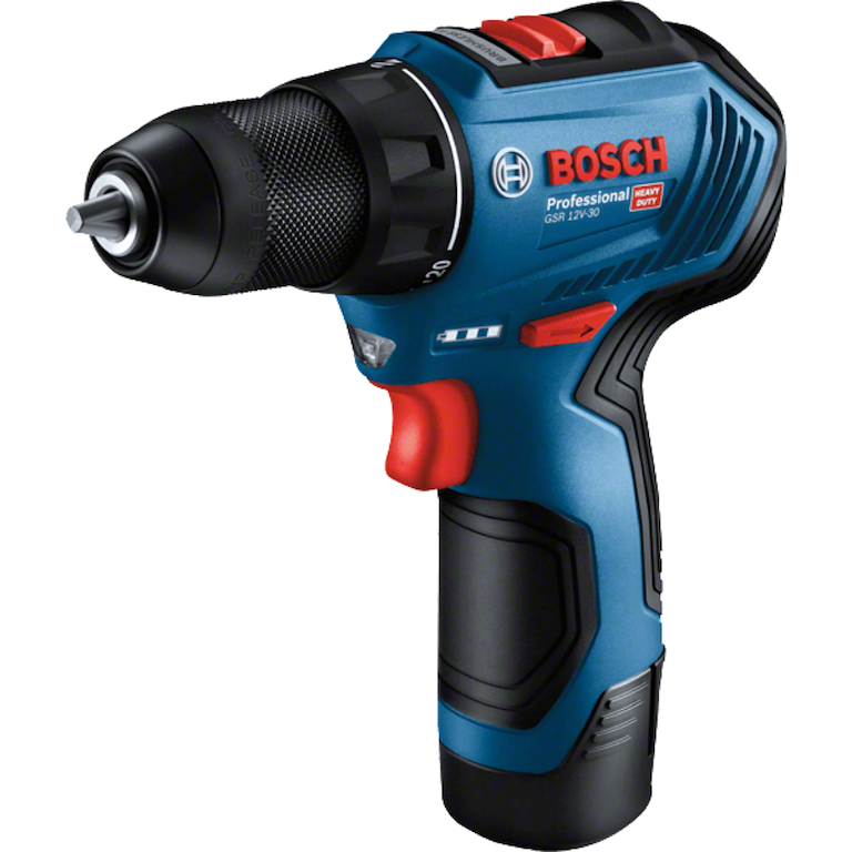 Bosch Aku. bušilica-odvrtač GSR 12V-30 2×2.0Ah + 39-delni set pribora, 06019G9001