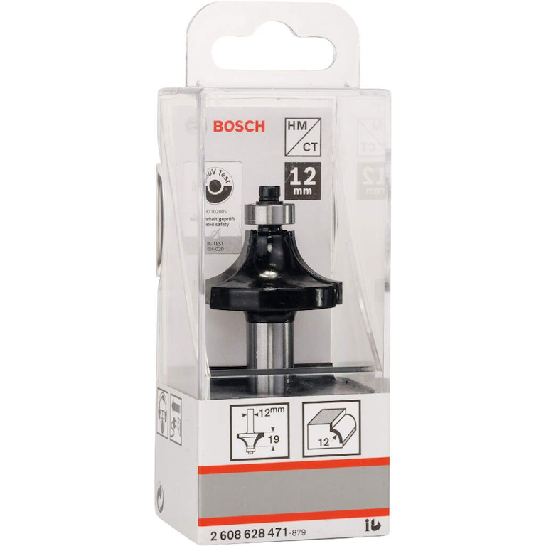 Bosch Glodala za zaobljavanje 12 mm, R1 12 mm, L 19 mm, G 70 mm, 2608628471