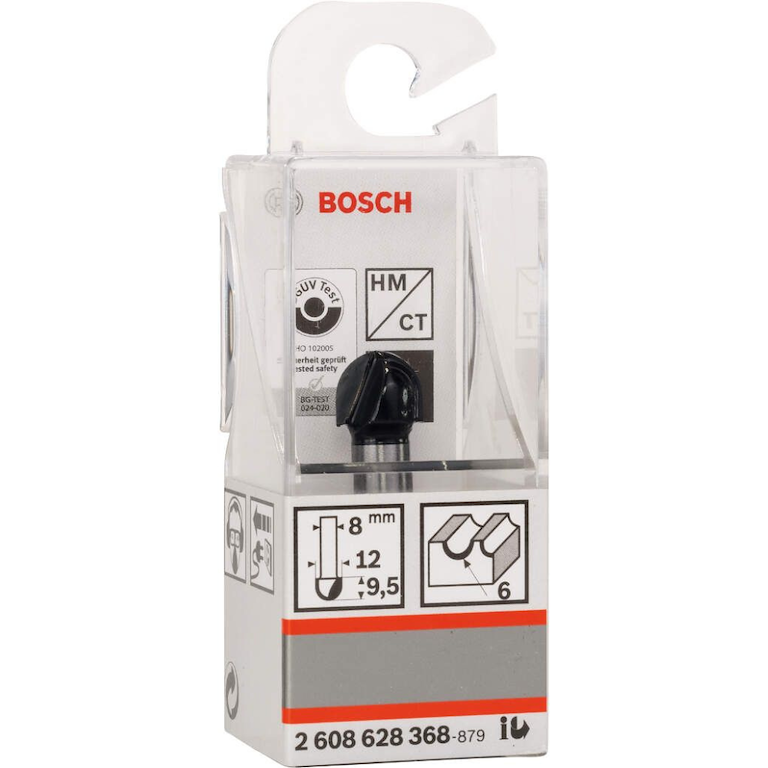 Bosch – Glodalo za poluokrugle kanale, 8 mm, R1 6 mm, D 12 mm, L 9,2 mm, G 40 mm – 2608628368