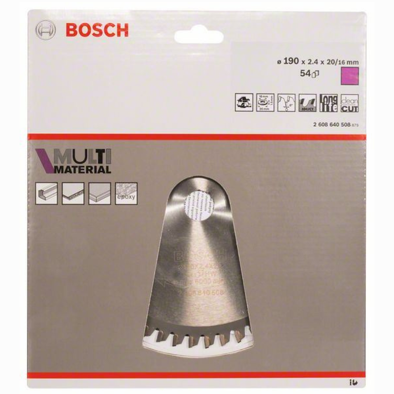 Bosch List kružne testere Multi Material 190 x 20/16 x 2.4 mm; 54, 2608640508