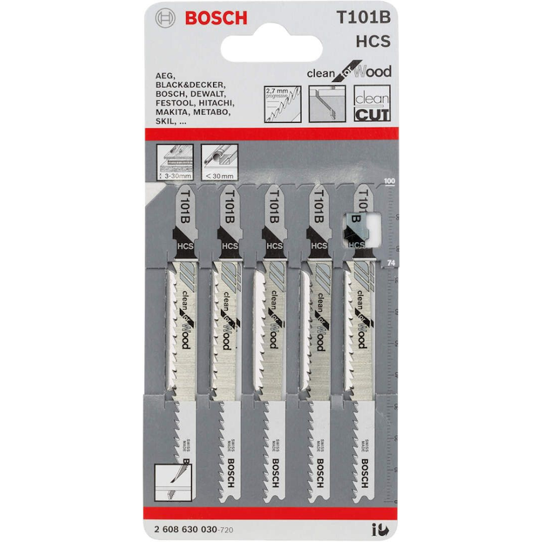 Bosch List ubodne testere za drvo 5-delni T 101 B, 2608630030