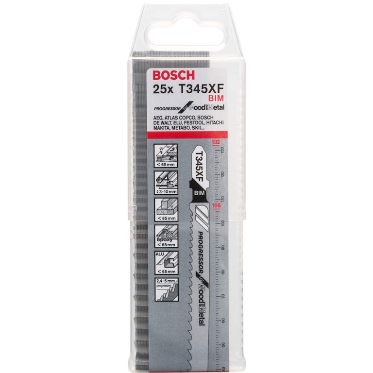 Bosch List ubodne testere za drvo, plastiku i metal 25 kom T 345 XF, 2608634995