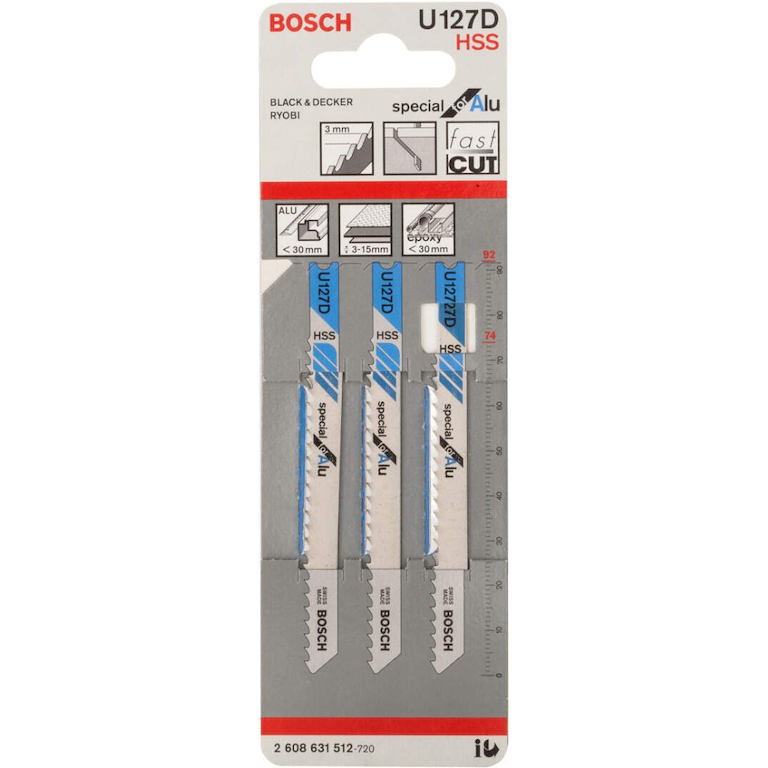 Bosch List ubodne testere za metal 3 kom U 127 D, 2608631512