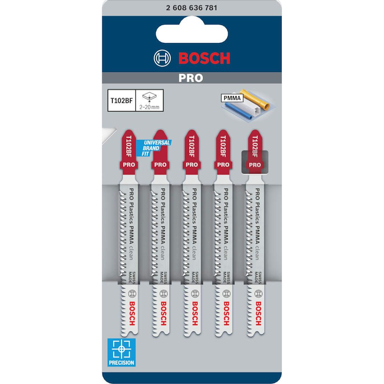 Bosch – List ubodne testere za plastiku 5 kom T 102 BF – 2608636781