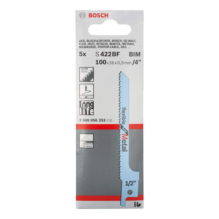 Bosch – List univerzalne testere za metal 5 kom S 422 BF – 2608656253