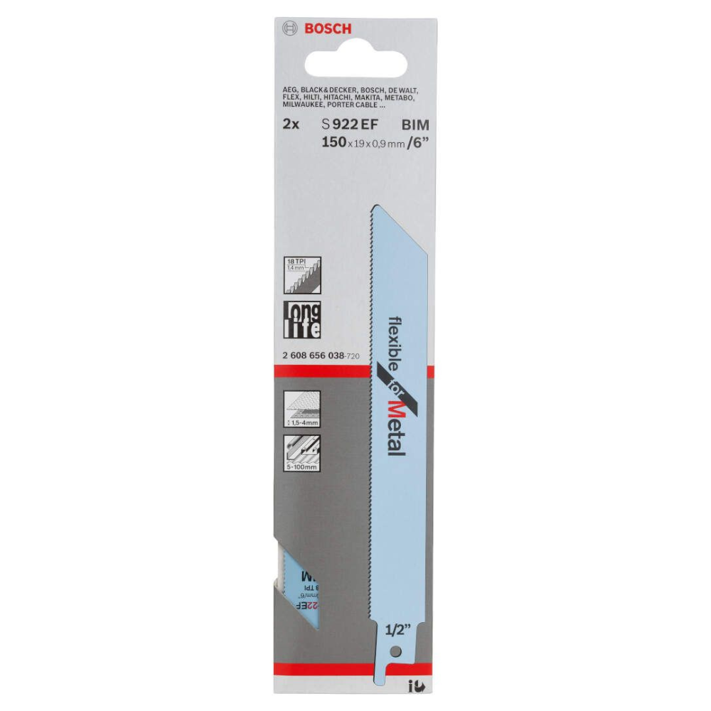 Bosch List univerzalne testere za metal i plastiku 2 kom S 922 EF, 2608656038