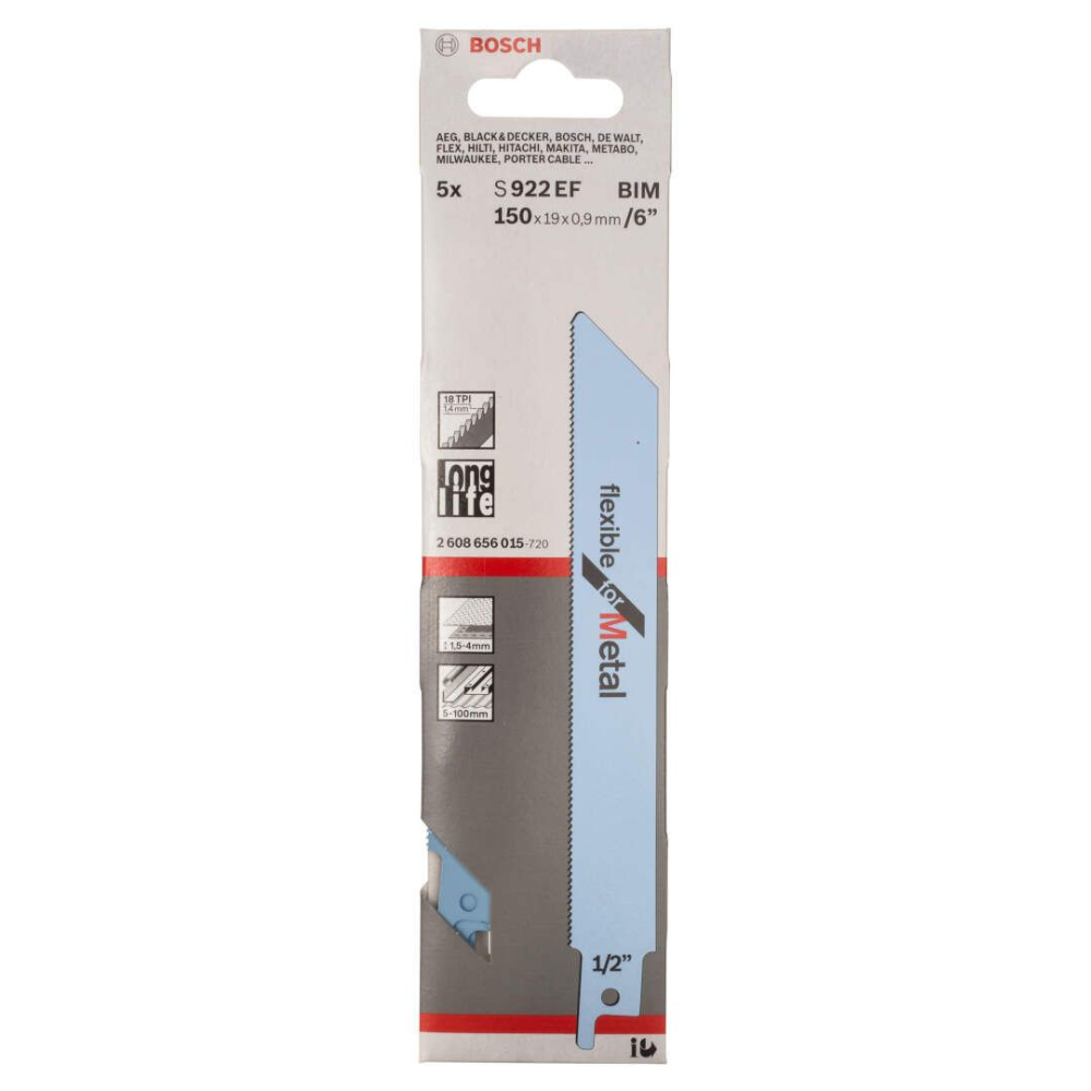 Bosch List univerzalne testere za metal i plastiku 5 kom S 922 EF, 2608656015