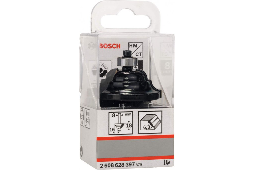 Bosch Profilno glodalo D, 8 mm, R1 6,3 mm, B 15 mm, L 18 mm, G 60 mm, 2608628397