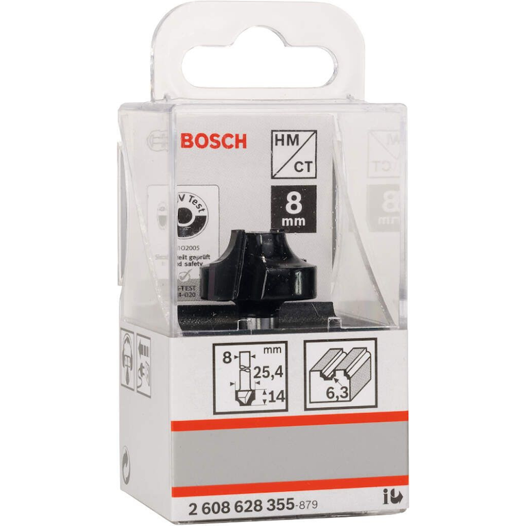 Bosch – Profilno glodalo E, 8 mm, R1 6,3 mm, D 25,4 mm, L 14 mm, G 46 mm – 2608628355