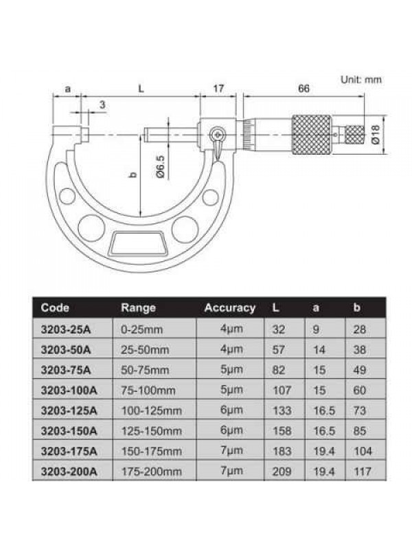 Insize Mikrometar za spoljno merenje 50 mm, 3203-50A