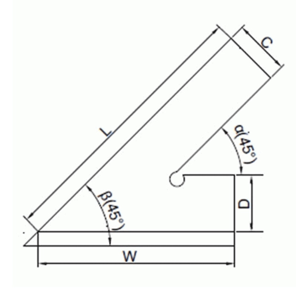 Insize Ugaonik sa naslonom – hromiran pod uglom 45°, 4747-150