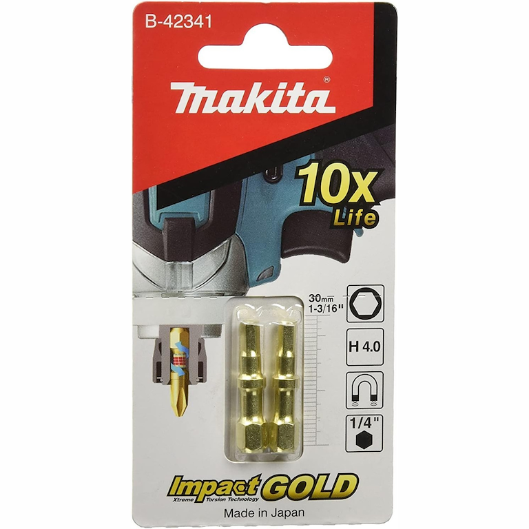 Makita – Impact Gold ShorTon umeci torzioni, 30 mm, Hex 4, 2 kom – B-42341