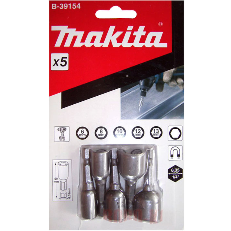 Makita Magnetni nasadni umetak M10 50/ 6.8.10.12.13mm 1/4″ 5 kom, B-39154