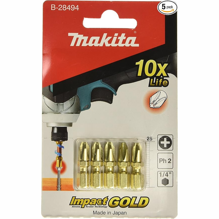 Makita Umetak za uvrtanje za rad u drvetu 25 mm PH2 5 kom, B-28494