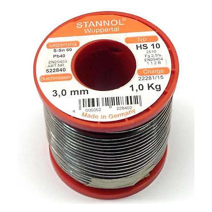 Stannol Žica za lemljenje Tinol punjena 3mm 1000gr Sn60/Pb40, sn60pb4031000