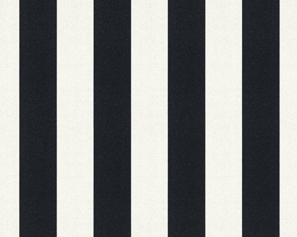 A.S. CRÉATION WALLPAPER «STRIPES, BLACK, CREAM, METALLIC, SILVER» 359904