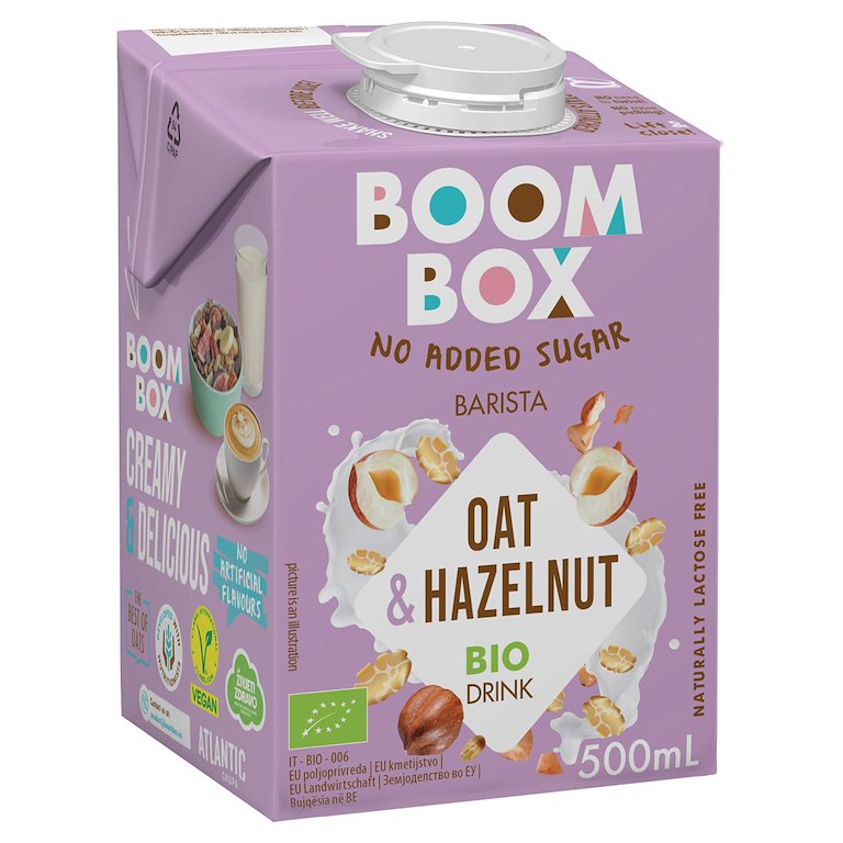 Boom box napitak bio ovseni s lešnikom 500ml boom box