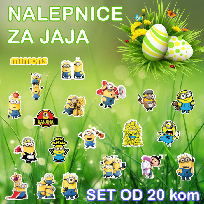 MINIONS - SET NALEPNICA ZA JAJA - 20KOM