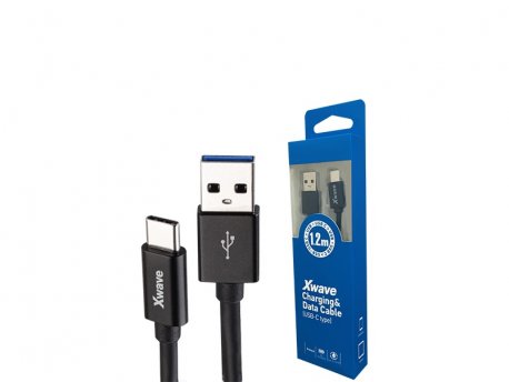 X WAVE USB kabl TIP-C/USB 3.0 (tip A-muški) -USB 3.1 (TIP C-muški)/dužina 1,2m/3A /crni pvc