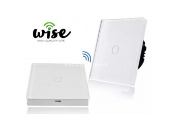 Wifi + RF prekidac (naizmenicni) stakleni panel, 1 taster beli WPRF001