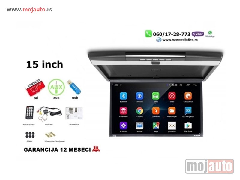 Krovni led monitor android usb sd 15 inca univerzalni