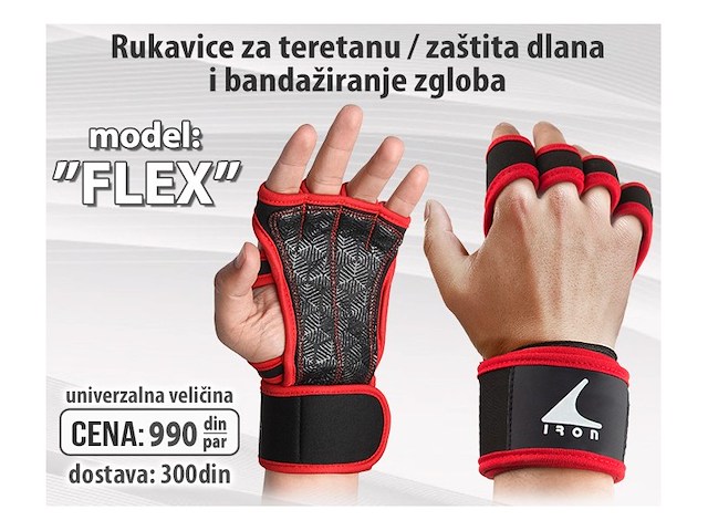 Rukavice za teretanu i bandažiranje zgloba - model Flex