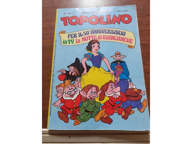 Topolino.Walt Disney.N.1651,Godina Izdanja 1987