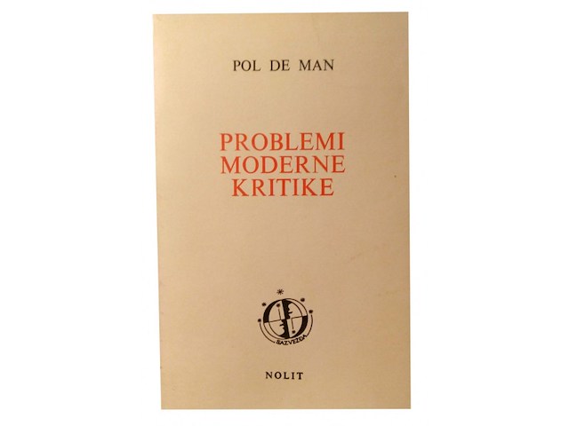 Pol de Man: PROBLEMI MODERNE KRITIKE
